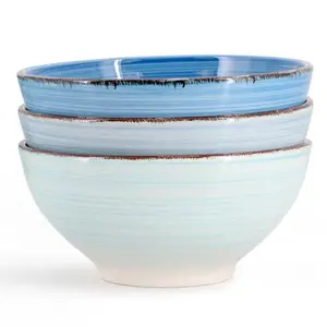 ELAMA Blue Ridge 6.25 Inch 6 Piece Round Stoneware Bowl Set