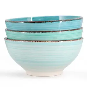 ELAMA Blue Ridge 6.25 Inch 6 Piece Round Stoneware Bowl Set