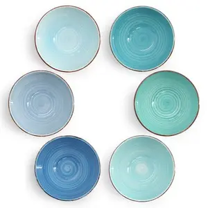 ELAMA Blue Ridge 6.25 Inch 6 Piece Round Stoneware Bowl Set