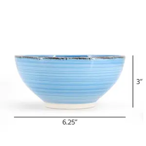 ELAMA Blue Ridge 6.25 Inch 6 Piece Round Stoneware Bowl Set