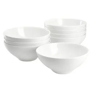 GIBSON ELITE Peninsula 8 Piece 6.5 Inch Bone China Cereal Bowl Set - White