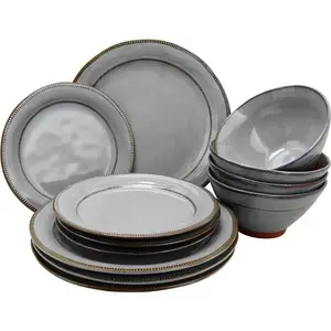 GIBSON ELITE Terranea 12 Piece Dinnerware Set - Grey