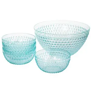 GIBSON HOME Plastic Bowl Set With Serving Bowl - Crystal Blue