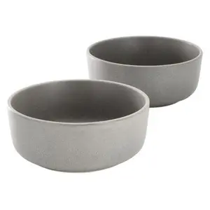SOHO LOUNGE Bryant Park 2 Piece 6 Inch Stoneware Cereal Bowl Set - Gray