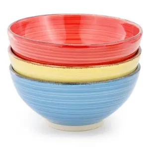 ELAMA Color Ridge 6.25 Inch 6 Piece Round Stoneware Bowl Set