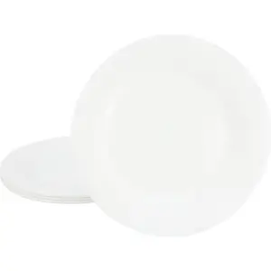 Gibson Ultra Shadow 6 Piece 10 Inch Opal Glass Dinner Plate Set - White