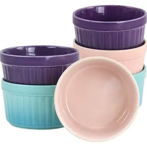 CROCKPOT Thornburg 6 Piece 12 Ounce Round Stoneware Ramekin Set In Pastel - Blue