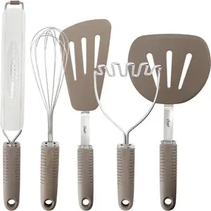 OSTER Newcrest 5 Piece Prep And Cook Kitchen Tool Set - Taupe