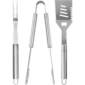 OSTER Baldwin 3 Piece Stainless Steel Barbecue Tool Set - Silver
