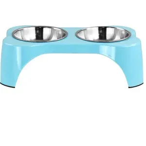GIBSON HOME Bow Wow Meow 3 Piece Elevated Pet Bowl Dinner Set - Teal