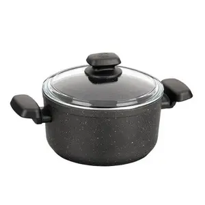 KORKMAZ Ornella 2 Piece 5 Liter Aluminum Nonstick Casserole Dish With Lid - Black
