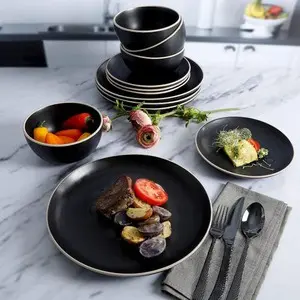 GIBSON HOME Rockaway 12 Piece Stoneware Dinnerware Set