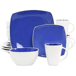 GIBSON ELITE 16 Piece Stoneware Dinnerware Set - Blue
