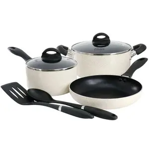 OSTER Clairborne 7 Piece Nonstick Aluminum Cookware And Kitchen Tool Set - Linen