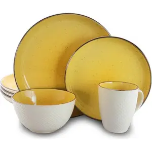 ELAMA Mellow- 16-piece Dinnerware Set - Yellow