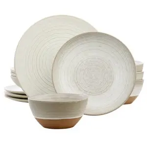 GIBSON ELITE 12 Piece Dreamweaver Round Earthenware Dinnerware Set - White