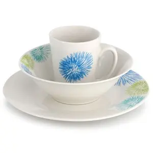 GIBSON HOME Blue Meadow 12 Piece Fine Ceramic Dinnerware Set