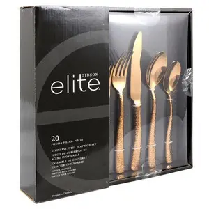 GIBSON ELITE Stonehenge 20 Piece Flatware Set Gold - Metallic Gold