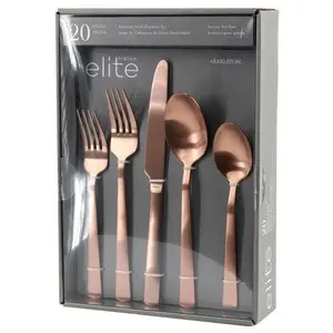 GIBSON ELITE Earlston 20 Piece Stainless Steel Flatware Set - Metallic Rust/copper