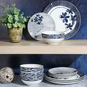 GIBSON HOME Eliza 12 Piece Ceramic Dinnerware Set