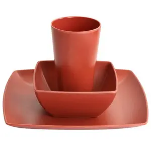 GIBSON HOME Grayson Melamine 12 Piece Square Dinnerware Set