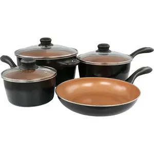 GIBSON HOME Armada 7 Piece Carbon Steel Nonstick Cookware Set - Black