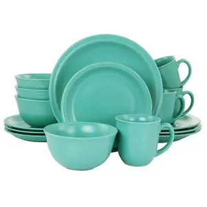 GIBSON HOME 16 Piece Siam Stoneware Dinnerware Set - Green