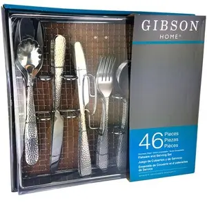 GIBSON HOME Hamme 46 Piece Flatware Set With Wire Caddy