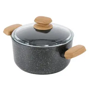 KORKMAZ Montana 2 Piece 8 Liter Aluminum Nonstick Casserole Dish With Lid And Faux Wood Handles - Black