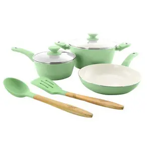 GIBSON HOME Plaza Cafe 7 Piece Essential Core Aluminum Cookware Set