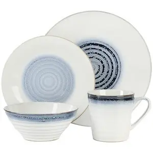 GIBSON ELITE Spiral Embossed 16 Piece Stoneware Dinnerware Set