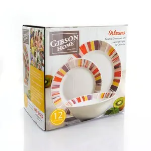 GIBSON HOME Orleans 12 Piece Ceramic Dinnerware Set