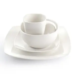 GIBSON ELITE 16 Piece Square Fine Ceramic Dinnerware Set