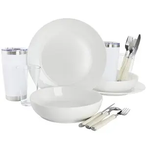 GIBSON HOME Nobella 14 Piece Fine Ceramic Dinnerware Set - White