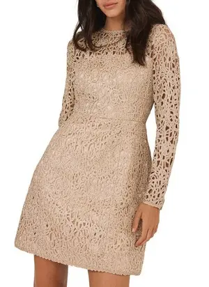 Mint Velvet Metallic Lace Mini Dress