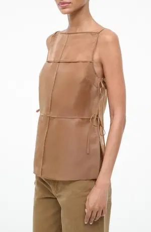 Staud Chandler Sleeveless Chiffon Top With Side Ties