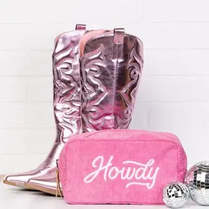 TOTALEE GIFT Howdy Corduroy Cosmetic Bag