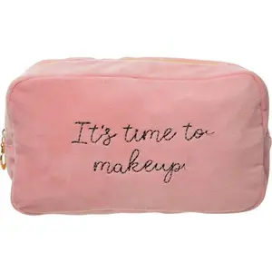 TOTALEE GIFT Time To Makeup Large Velvet Bag - Pink