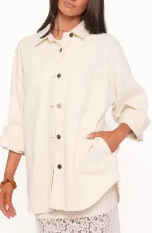 PETAL & PUP Toto Denim Shacket - Ivory