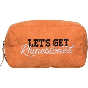 TOTALEE GIFT Rhinestoned Corduroy Cosmetic Bag - Orange
