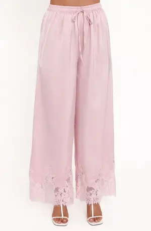 PETAL & PUP Viola Drawstring Waist Wide Leg Pants - Pale Pink
