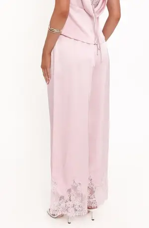 PETAL & PUP Viola Drawstring Waist Wide Leg Pants - Pale Pink