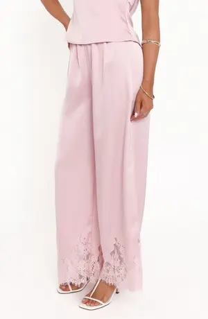 PETAL & PUP Viola Drawstring Waist Wide Leg Pants - Pale Pink
