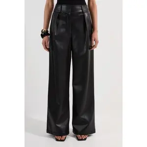 KAREN MILLEN Faux Leather Wide-Leg Pants