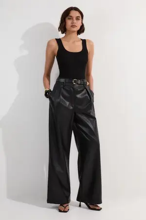 Karen Millen Faux Leather Wide-leg Pants