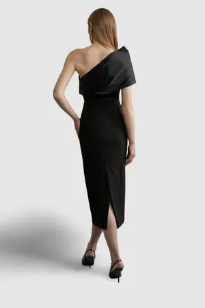 Karen Millen Petite One Shoulder Panel Midi Dress
