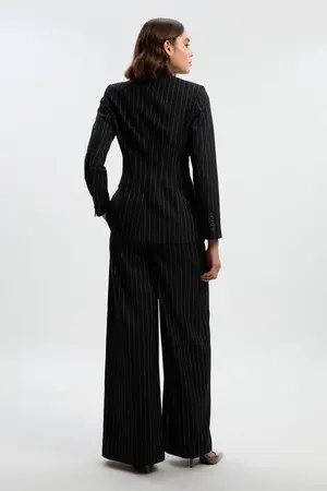 Karen Millen Petite Pinstriped Wide Leg Trousers