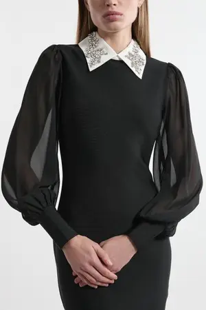 Karen Millen Embellished Collar Knit Midi Dress