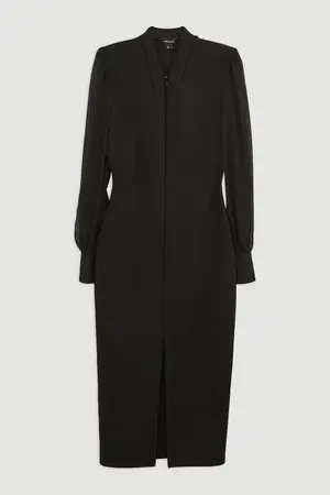 Karen Millen Zip Detail Chiffon Sleeve Knit Dress