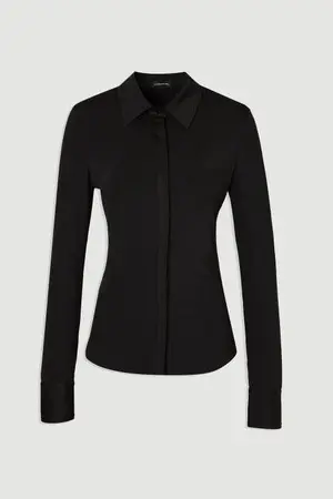 Karen Millen Drapey Crepe Slim Collared Shirt